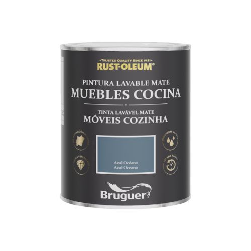 ⇒ Comprar Pintura al agua para muebles azul oceano 750 ml cocina mate ...